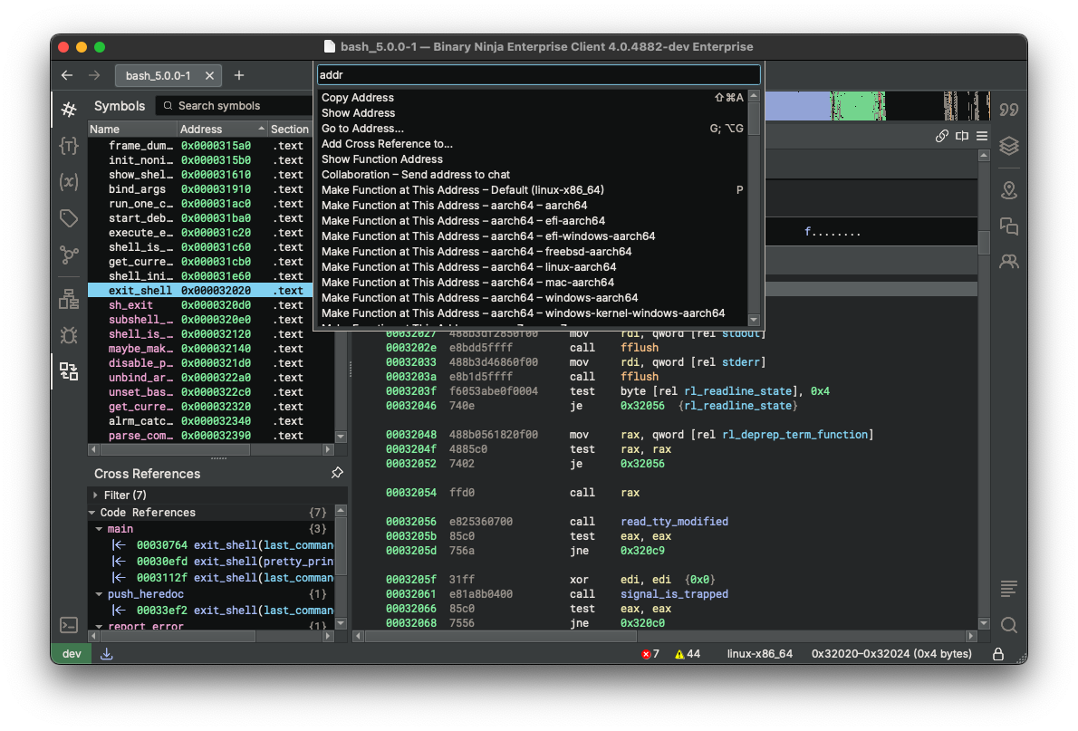 Binary Ninja Taking Action With The Command Palette